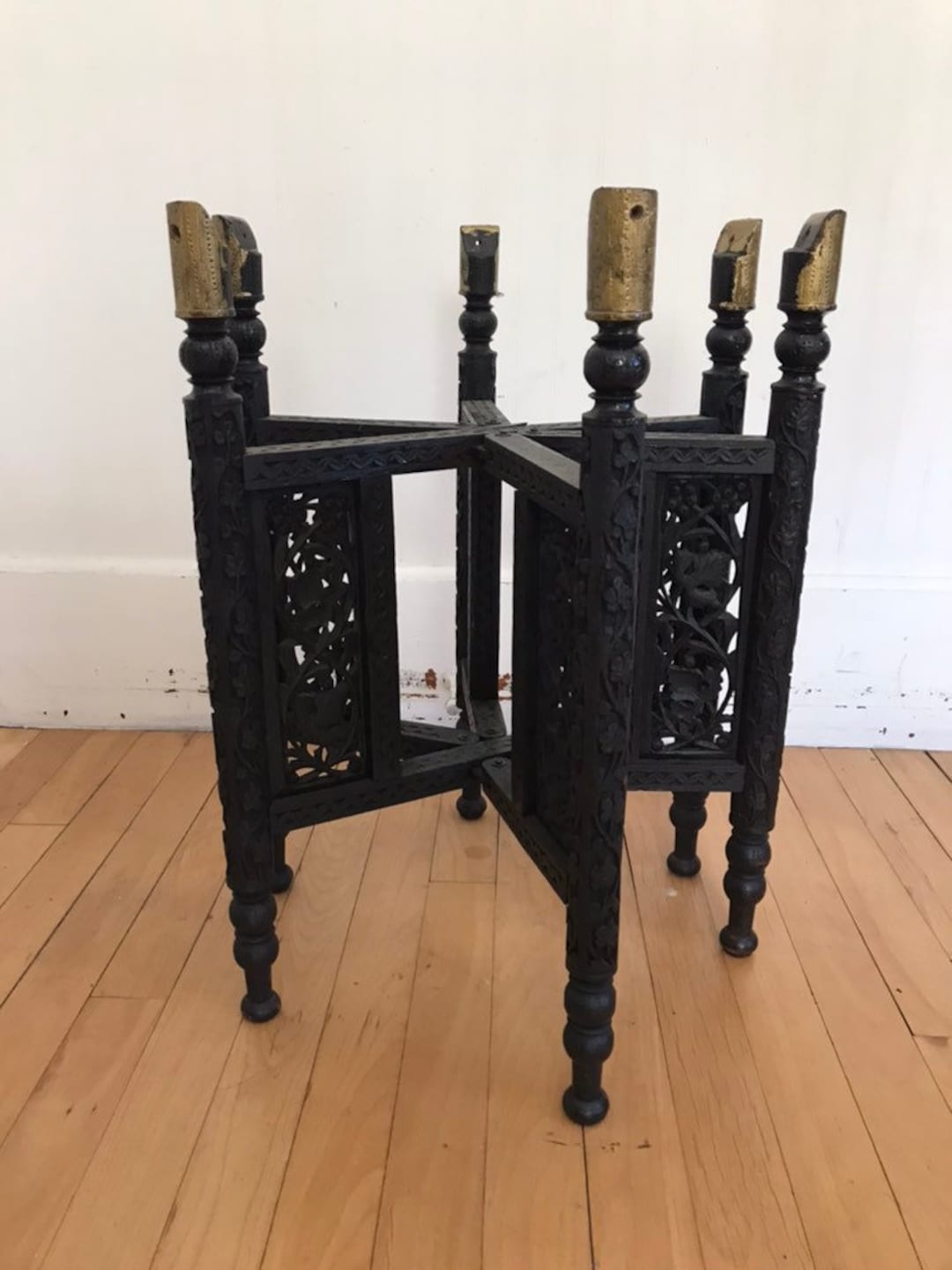 Antique Moroccan Tray Table Brass Tray Table Etched Brass Tray Tribal ...