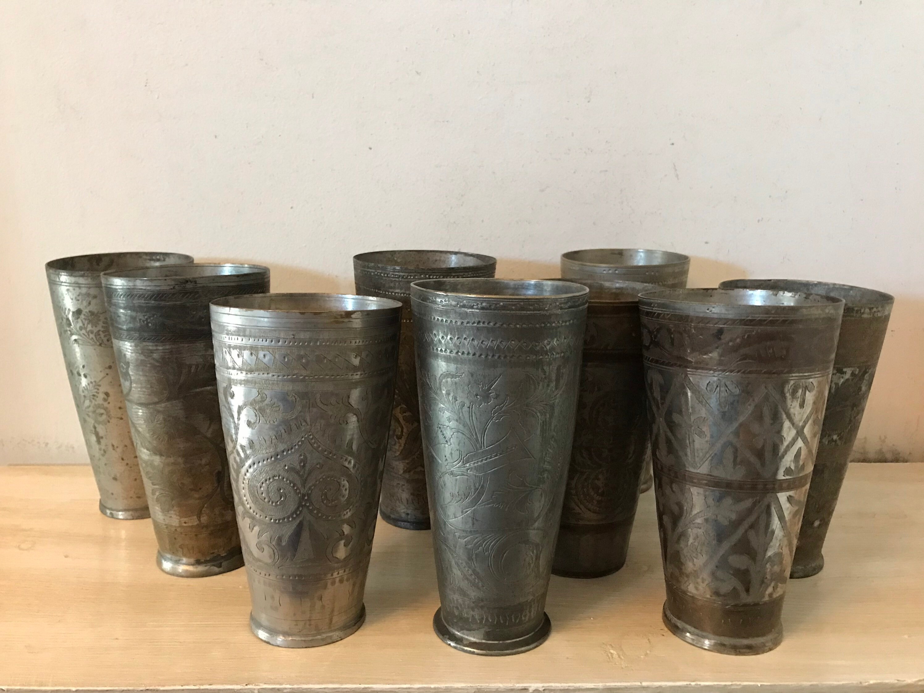 Antique Tribal Cup Indian Lassi Cup Silver Beaker Bride’s Cup Brass ...