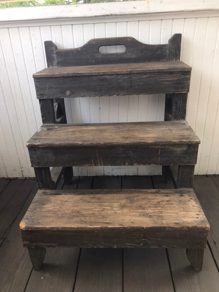 Antique French Plant Stand Garden Steps Wood Plant Steps Display ...