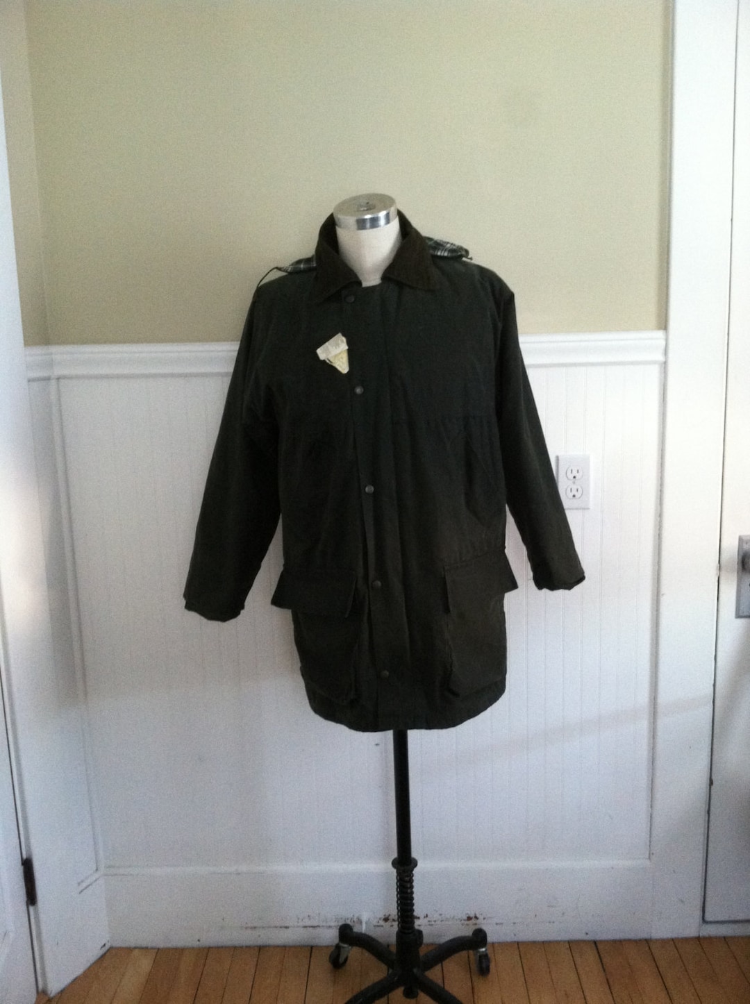 Vintage English Waxed Jacket Like Barbour Xsmall Mens Thornproof Hooded ...