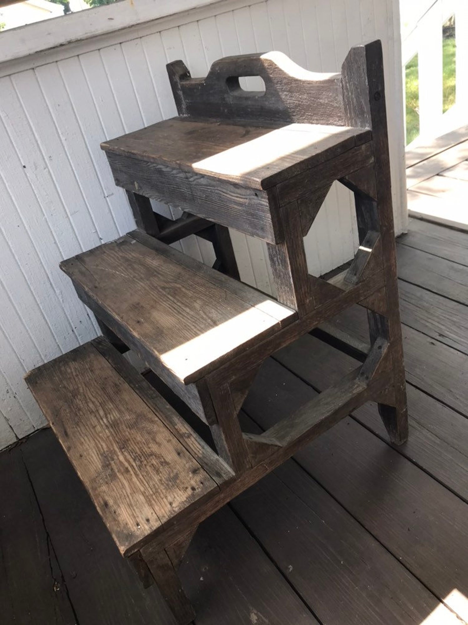 Antique French Plant Stand Garden Steps Wood Plant Steps Display ...