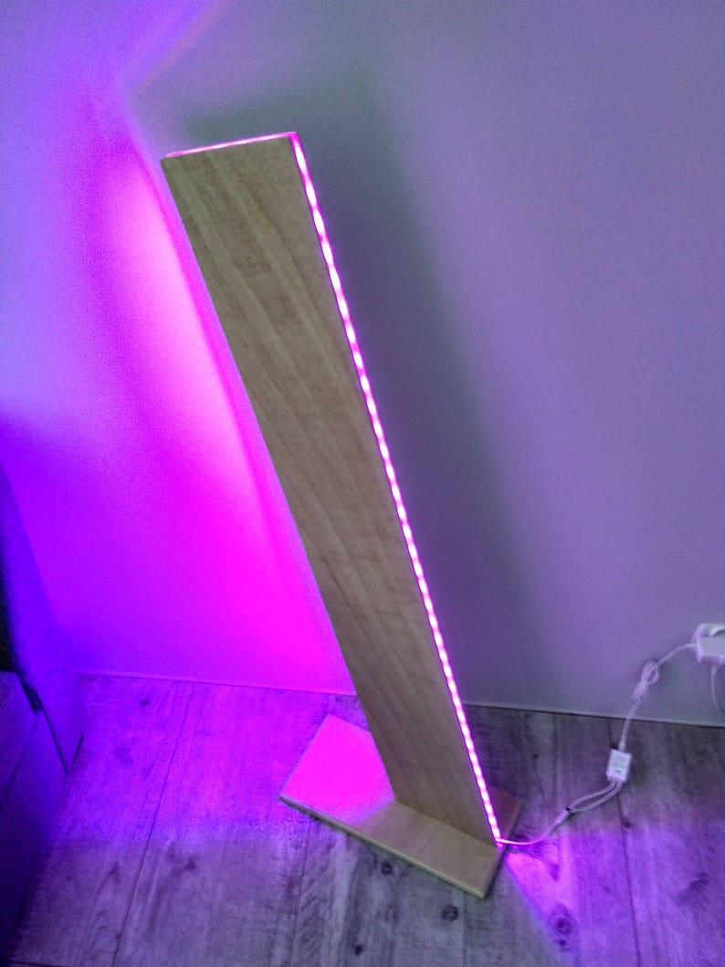 Led Floor Lamp Made of Bent Plywood an Angle From the Floor. - Etsy