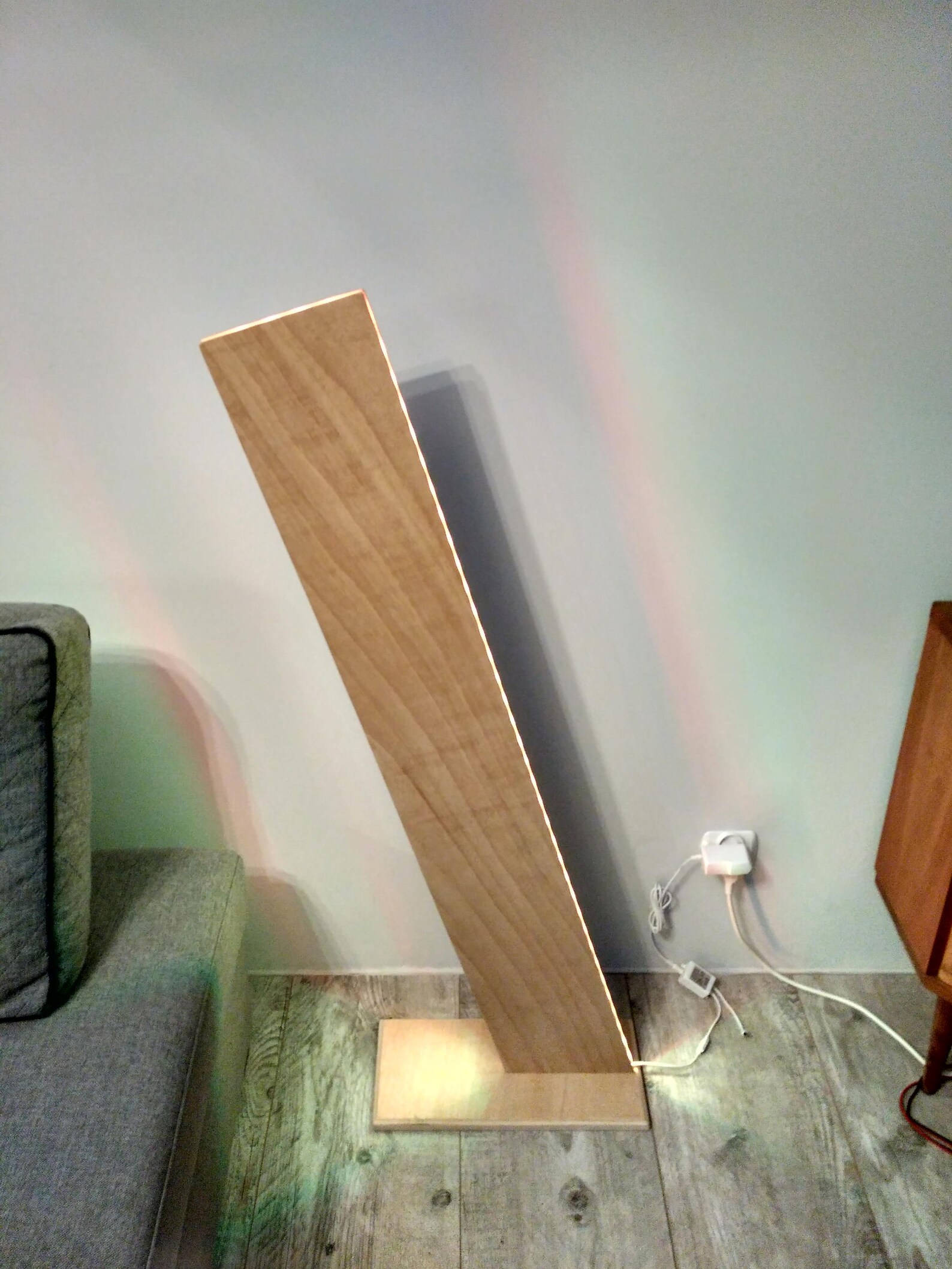 Led Floor Lamp Made of Bent Plywood an Angle From the Floor. - Etsy