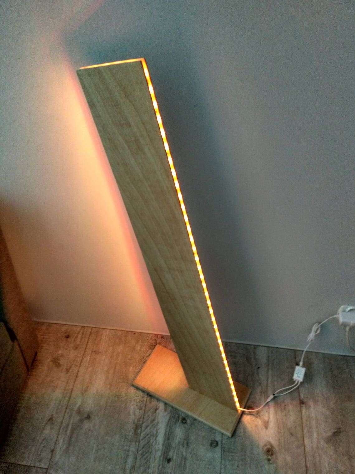 Led Floor Lamp Made of Bent Plywood an Angle From the Floor. - Etsy