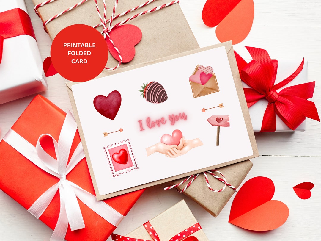 I Love You Valentines Day Printable Card, Card Template Valentine ...