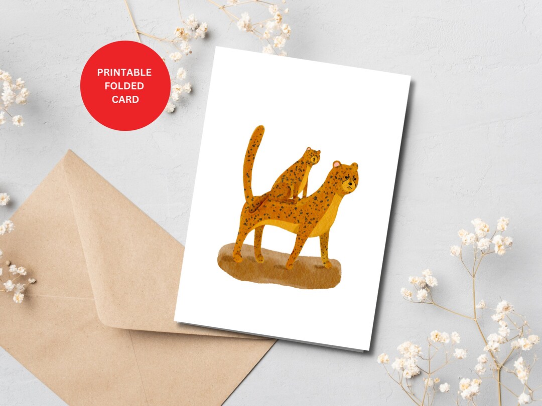 Mother's Day Card With Cheetah, Cute Mothers Day Card, Print at Home ...