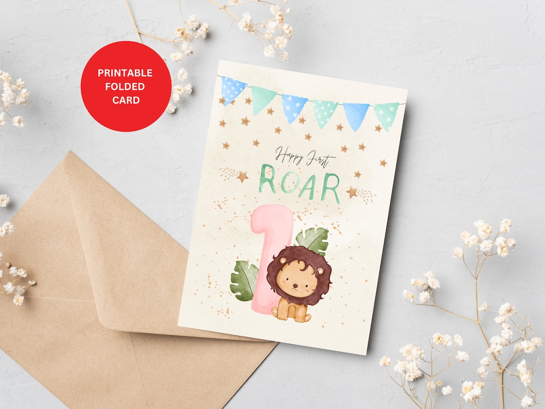 First Birthday Gender Neutral Greeting Card, First Bday Card, Card With ...
