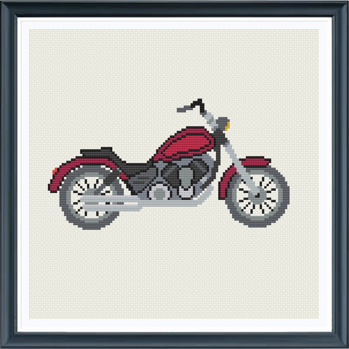 Cross Stitch Pattern Motorcycle Modern Cross Stitch Vintage - Etsy