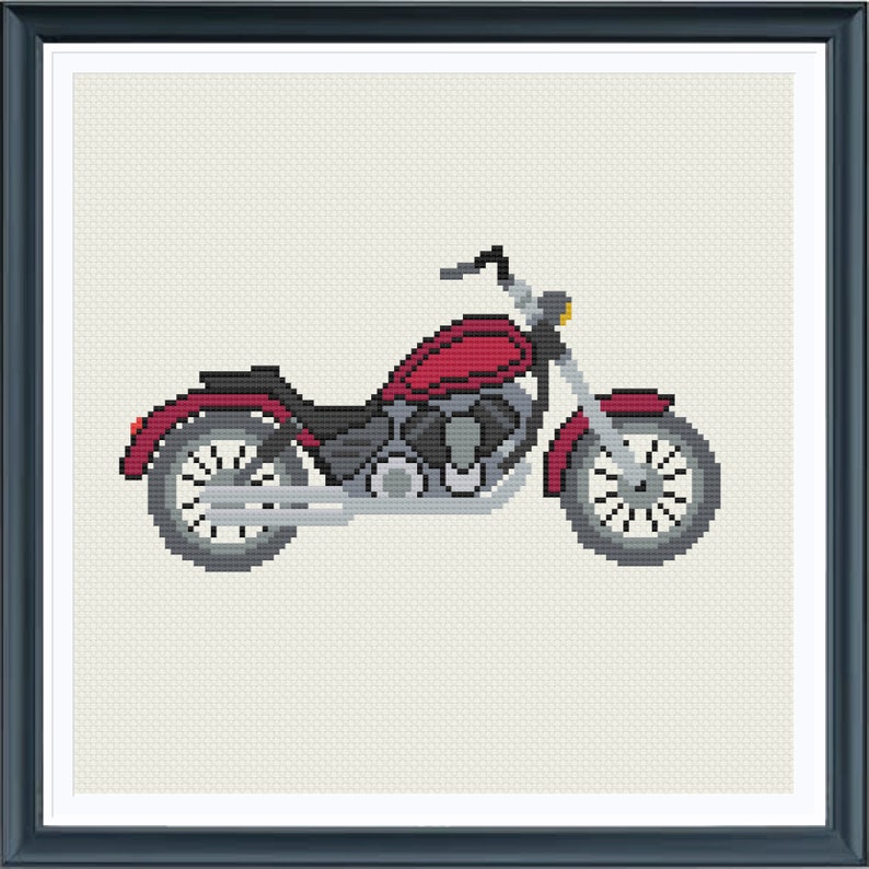 Cross Stitch Pattern Motorcycle Modern Cross Stitch Vintage - Etsy