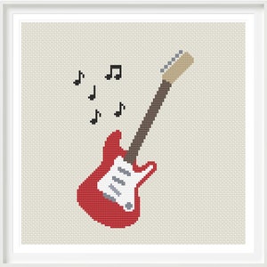 Cross Stitch Pattern Electric Guitar, Modern Cross Stitch, Music, PDF ...