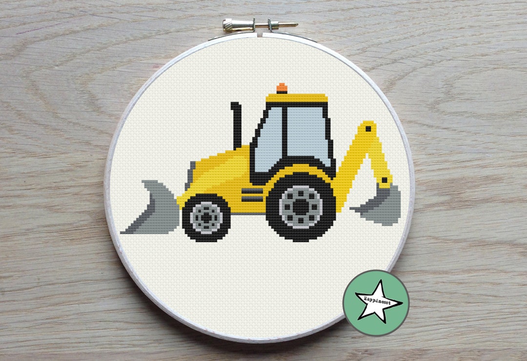 Backhoe Cross Stitch Pattern, Construction Nursery Decor (PDF Pattern ...