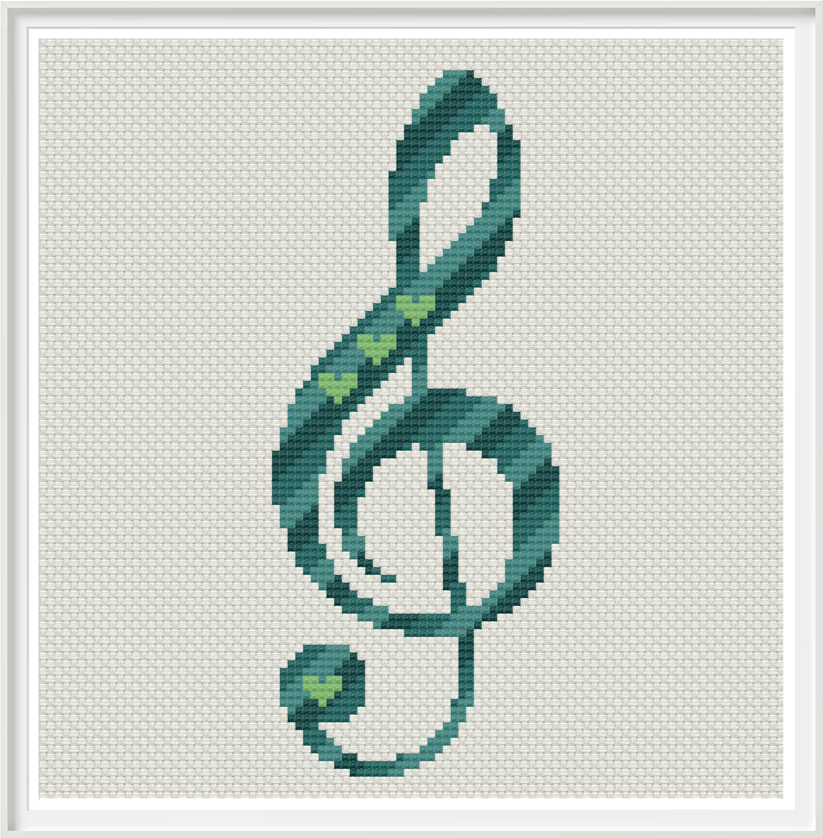 Cross Stitch Pattern G Clef, Treble Clef, Cross Stitch Music, Modern ...