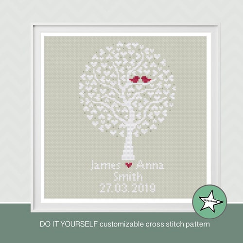Wedding Cross Stitch Pattern Love Tree Wedding Tree Round | Etsy