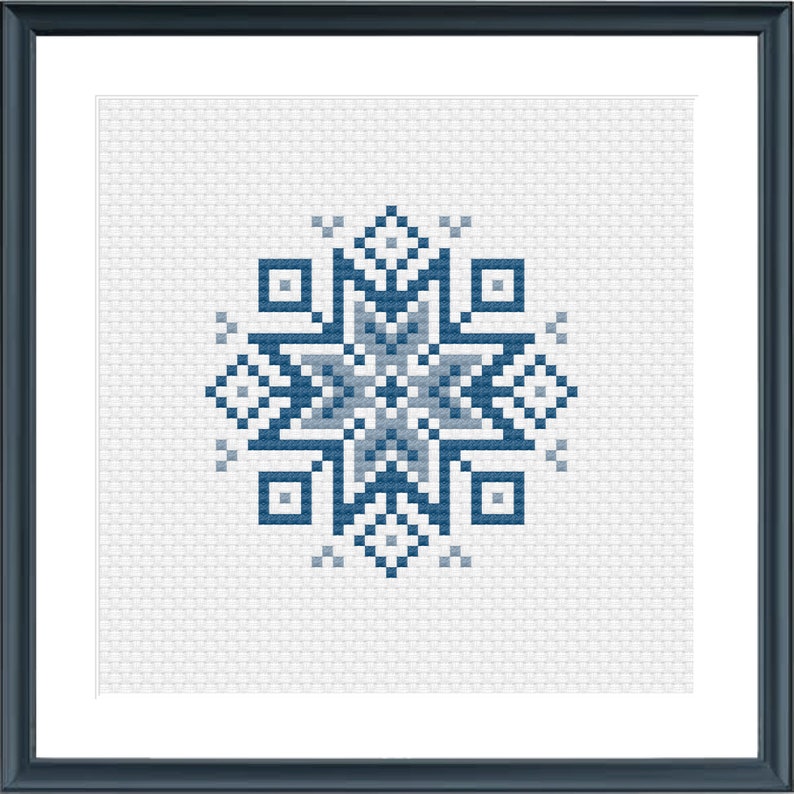 Christmas cross stitch pattern mini snowflakes set of 6 | Etsy