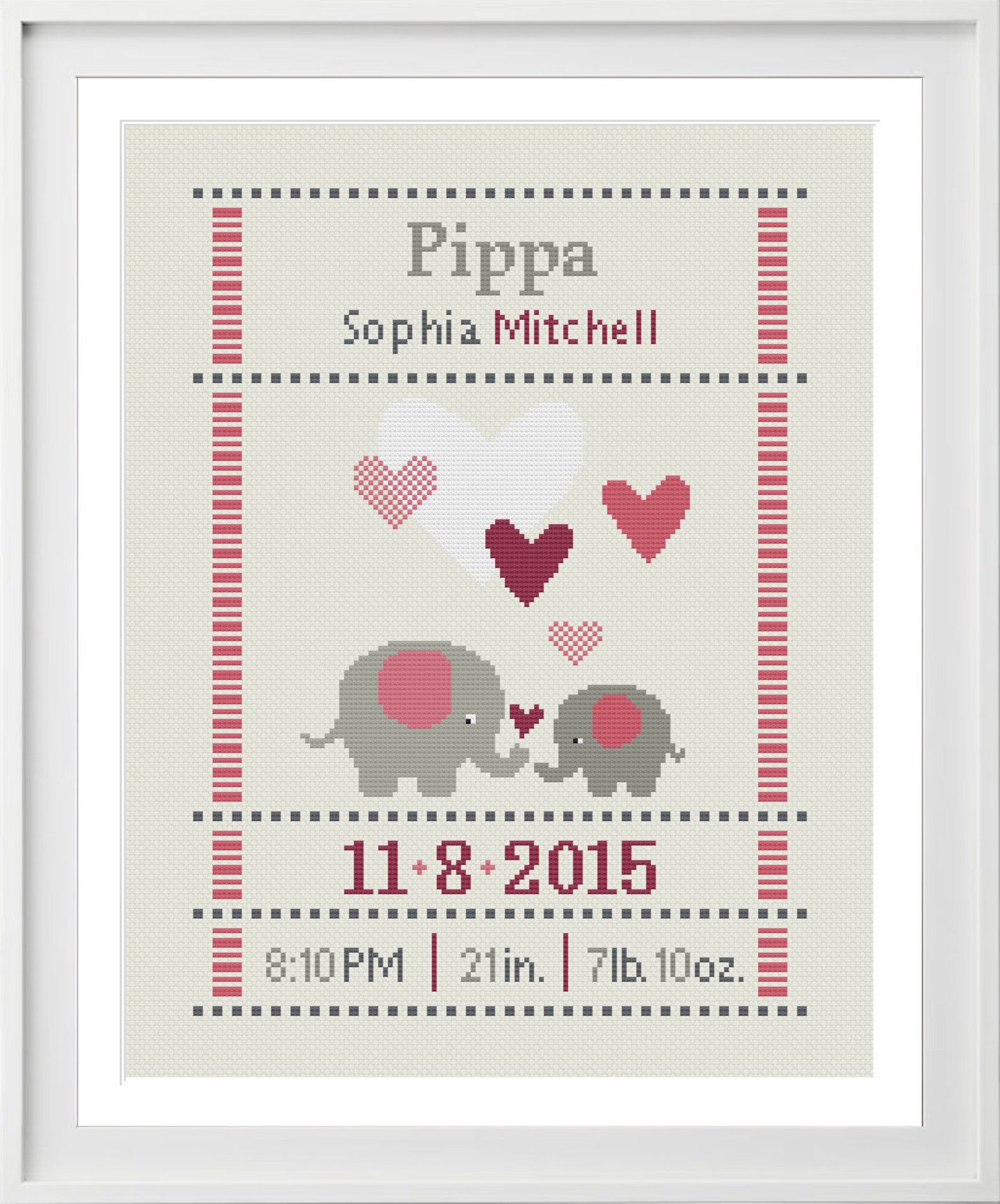 Cross Stitch Baby Birth Sampler Birth Announcement - Etsy