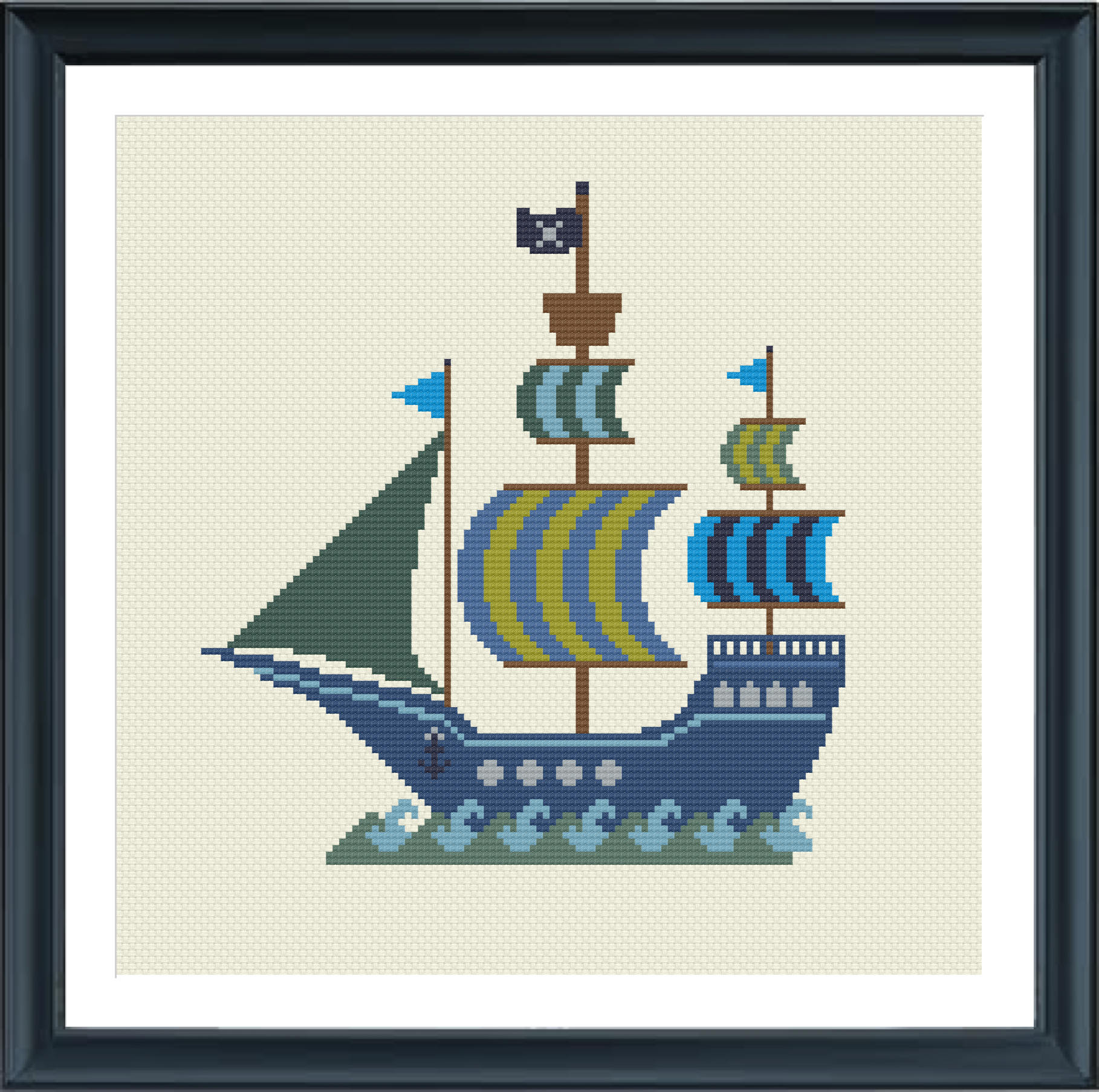 Cross Stitch Pattern Pirate Ship Boat PDF Instant - Etsy