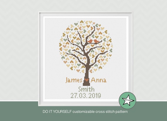 Wedding Cross Stitch Pattern Love Tree Wedding Tree Round | Etsy