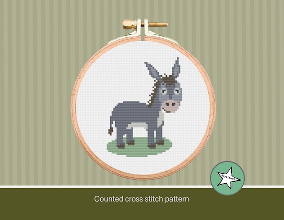 Cross Stitch Pattern Donkey Farm Animal Mini Modern Cross | Etsy
