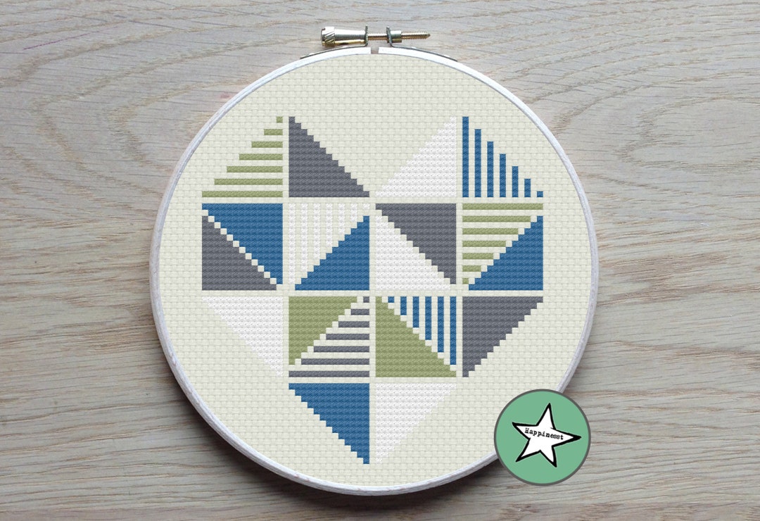 Geometric Modern Cross Stitch Pattern Heart Tangram Style - Etsy