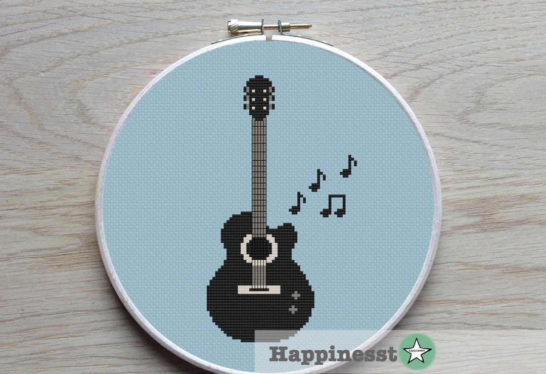 Cross Stitch Pattern Guitar, Modern Cross Stitch, Music, PDF ...