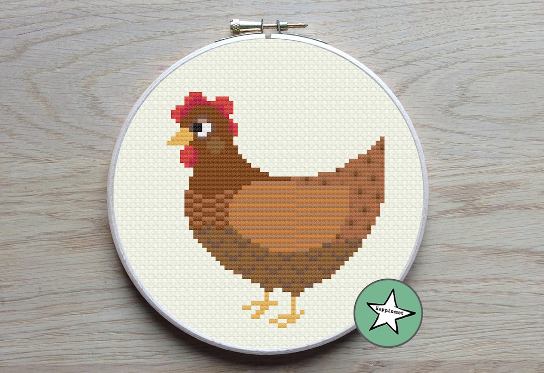 Cross Stitch Pattern Chicken, Modern Cross Stitch, Nature, Farm, PDF ...