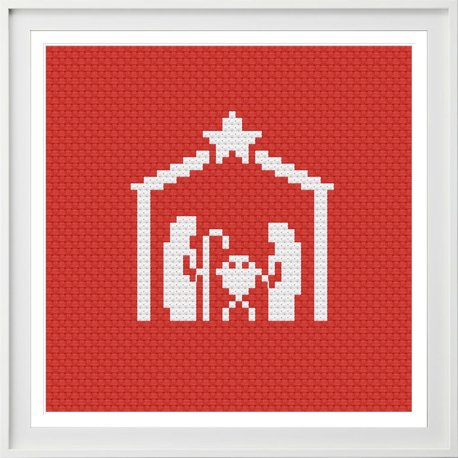 Christmas Cross Stitch Pattern Nativity Scene in One Color | Etsy