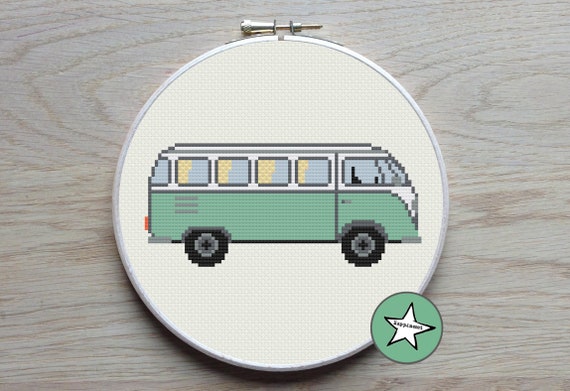 Retro Volkswagen Camper Van Cross Stitch Pattern Vintage Embroidery ...