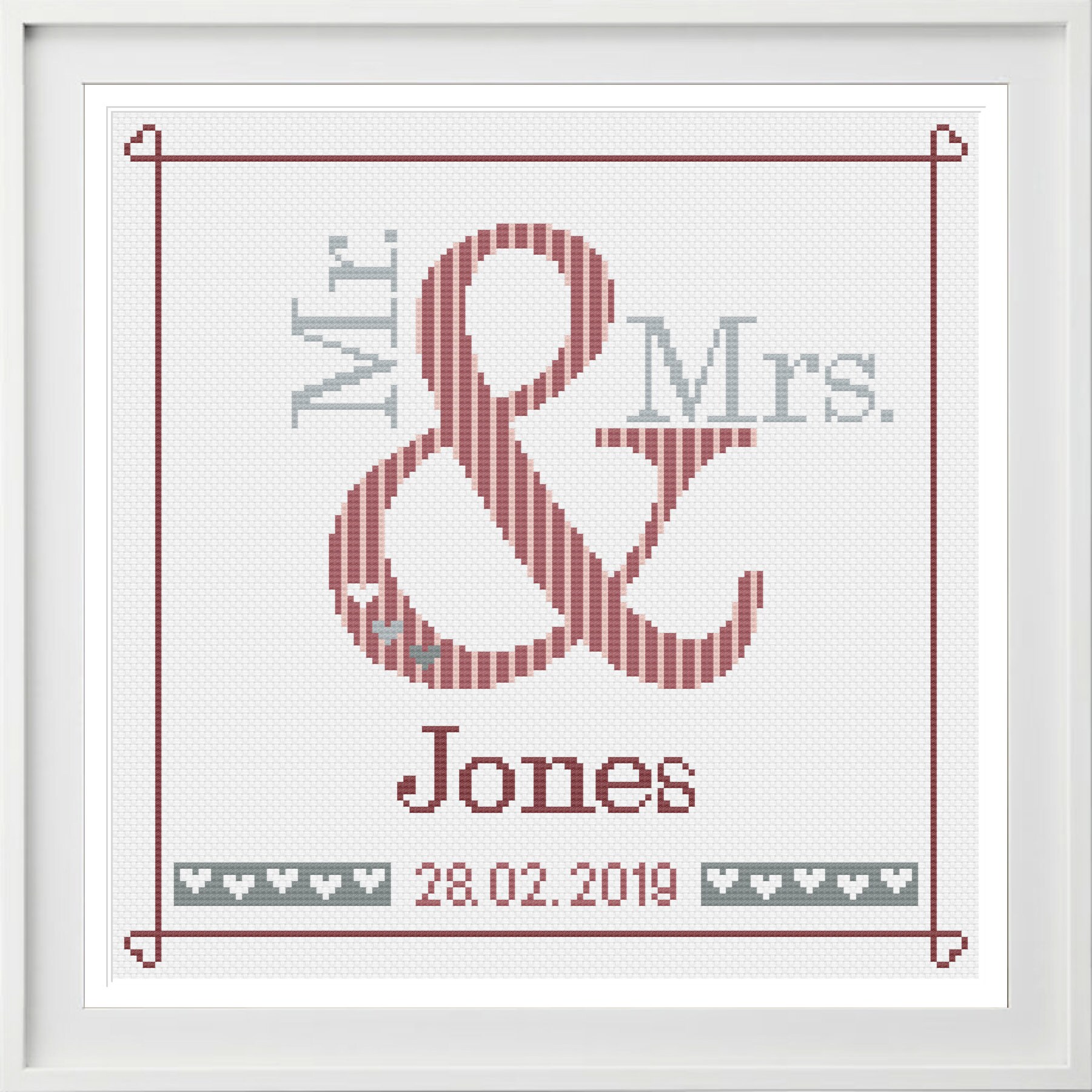Wedding Cross Stitch Pattern Mr & Mrs DIY Customizable | Etsy