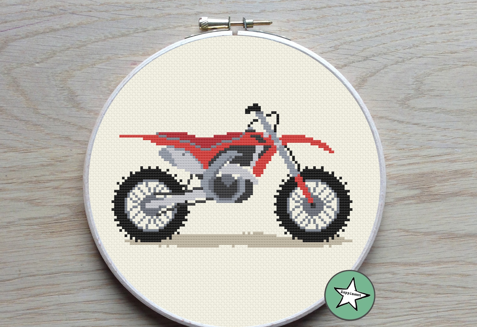 Cross Stitch Pattern Dirt Bike, Modern Cross Stitch, Red Dirt Bike, PDF ...