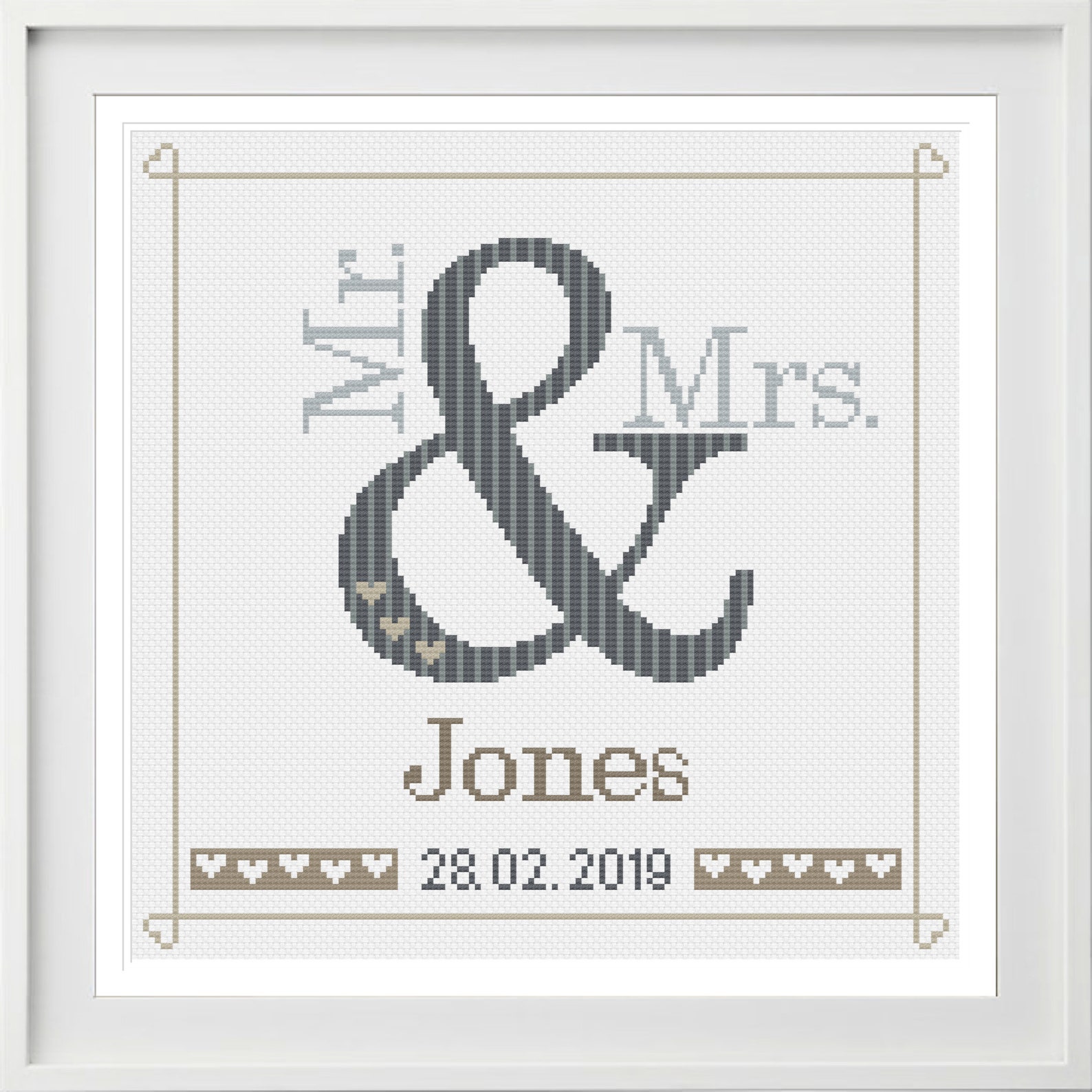 Wedding Cross Stitch Pattern Mr & Mrs DIY Customizable - Etsy