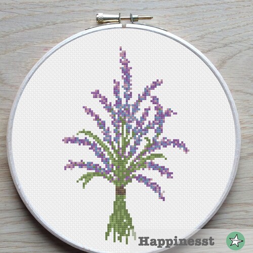 Cross Stitch Pattern Bunch of Lavender Modern Cross Stitch - Etsy