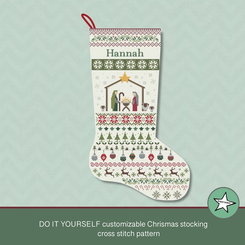 Christmas Stocking Cross Stitch Pattern Dovepointing Right - Etsy