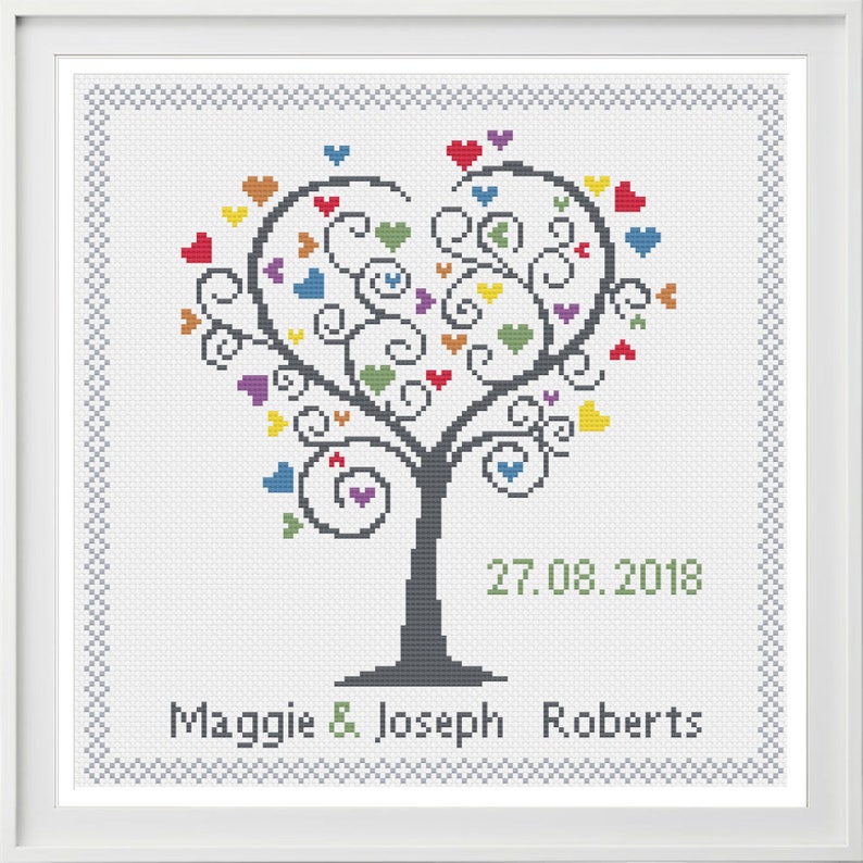 Wedding Cross Stitch Pattern Love Tree Rainbowcolors Diy - Etsy