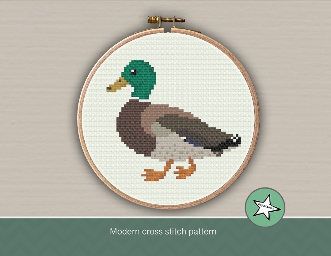 Cross Stitch Pattern Duck, Modern Cross Stitch, Nature, Farm, PDF ...