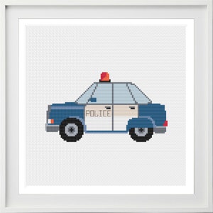 Modern Cross Stitch Pattern Police Car, Kids Room, Nursery, Easy Cross ...