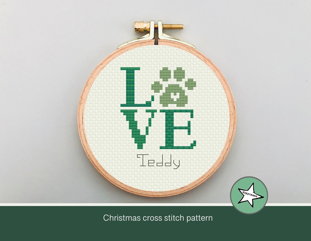Cross Stitch Pattern Paw Love Sign Customisable Ornament - Etsy