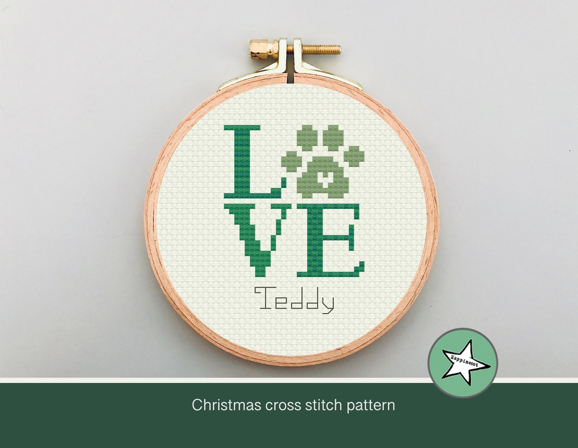 Cross Stitch Pattern Paw Love Sign Customisable Ornament - Etsy