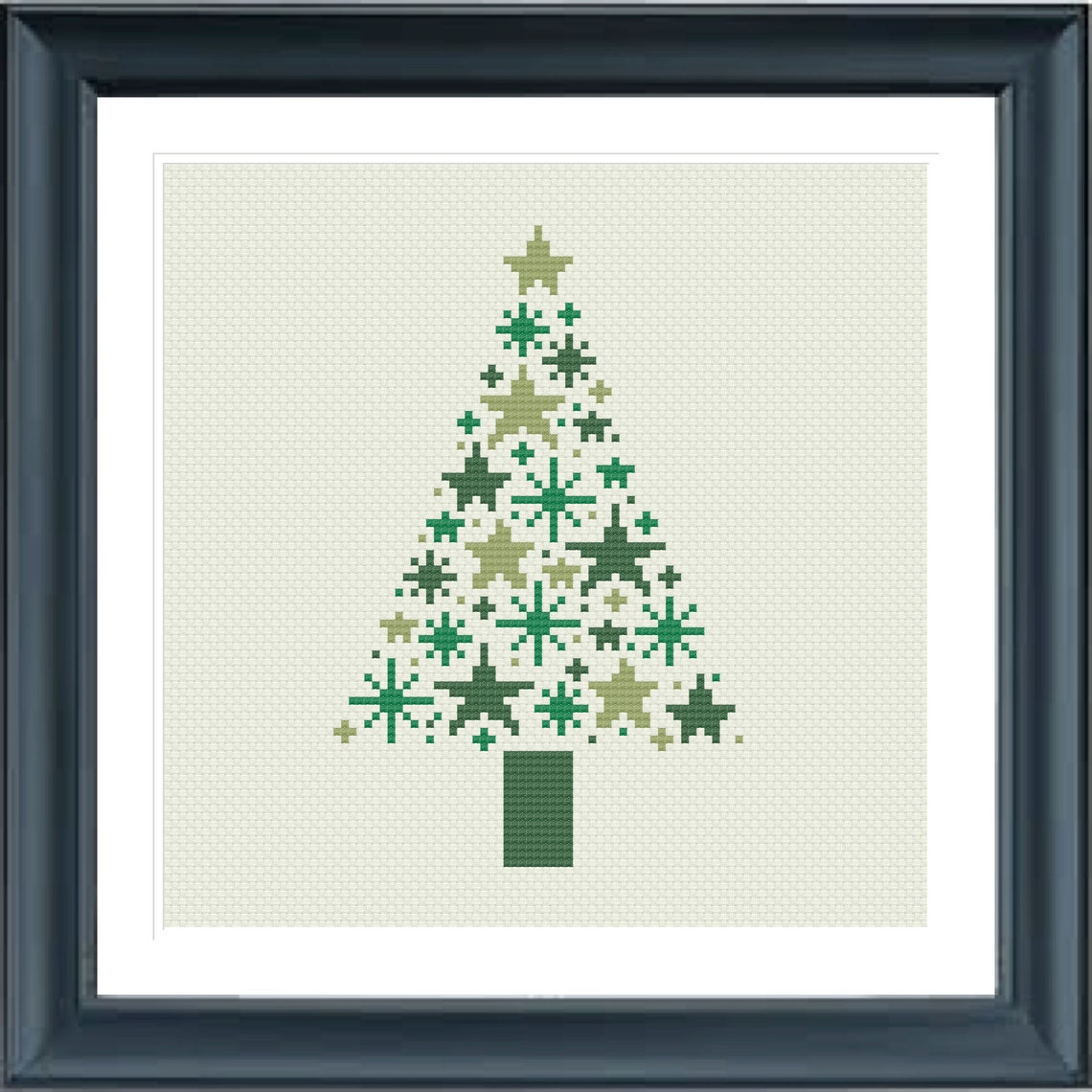 Christmas Cross Stitch Pattern Christmas Tree Stars Green - Etsy