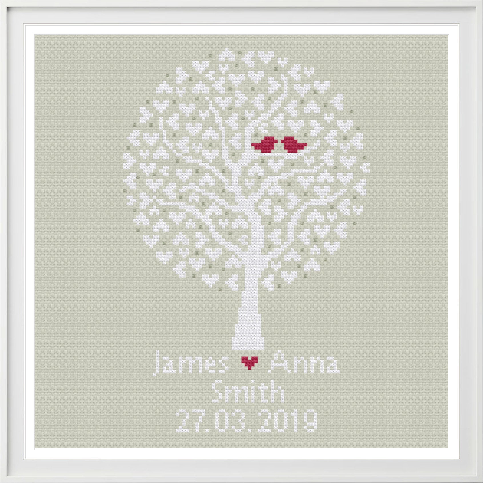 Wedding Cross Stitch Pattern Love Tree Wedding Tree Round | Etsy