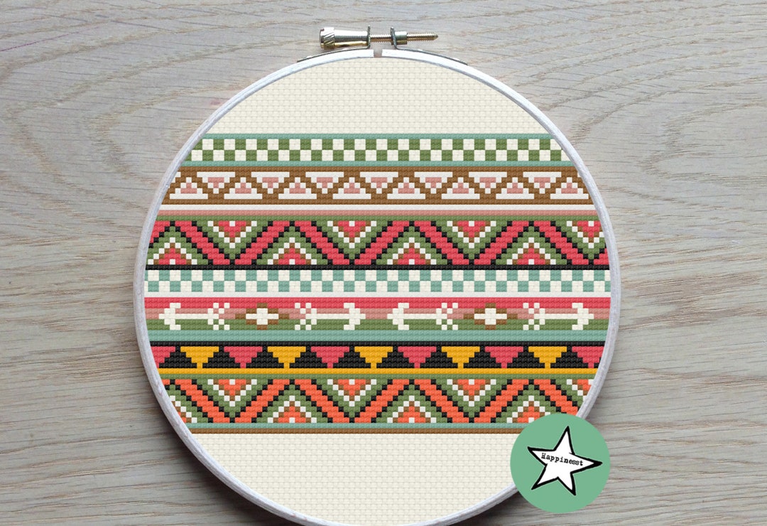 Cross Stitch Borders Pattern, Aztec Inspired PDF Pattern, Geometric ...