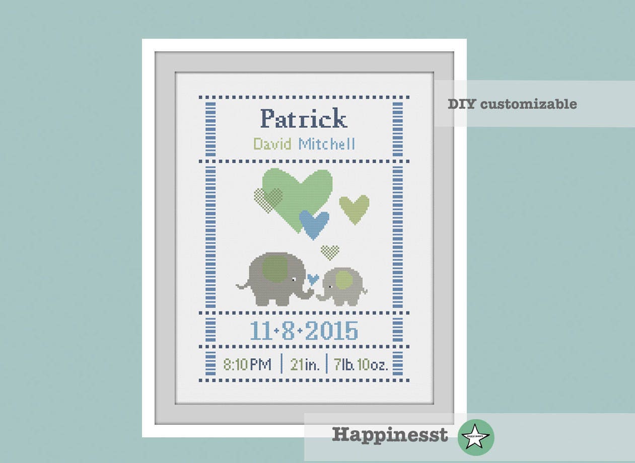 cross stitch baby birth sampler birth announcement | Etsy