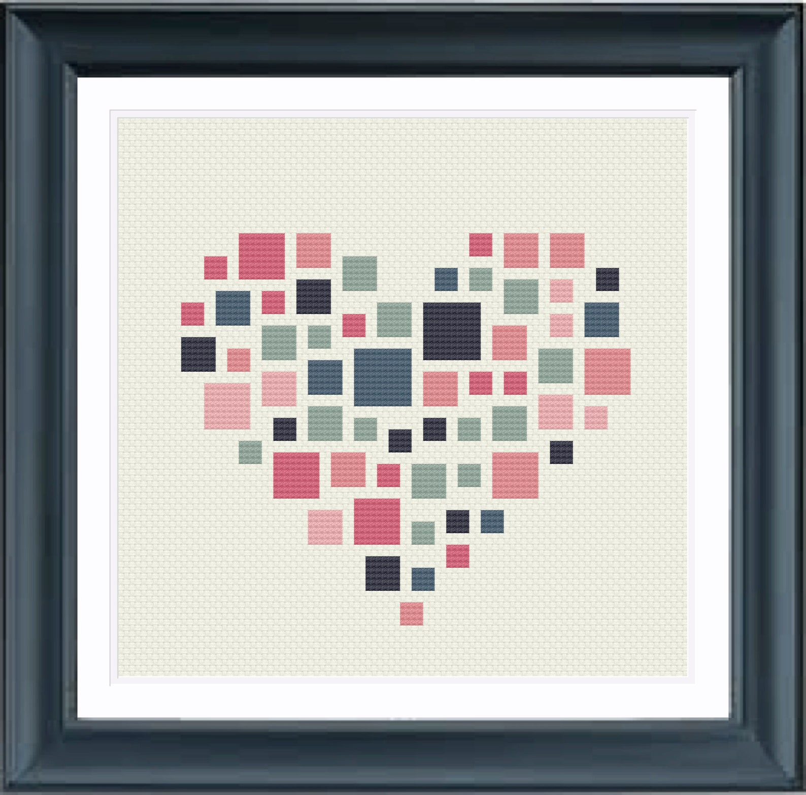 Geometric Modern Cross Stitch Pattern Heart, Squares, Big Squares, PDF ...