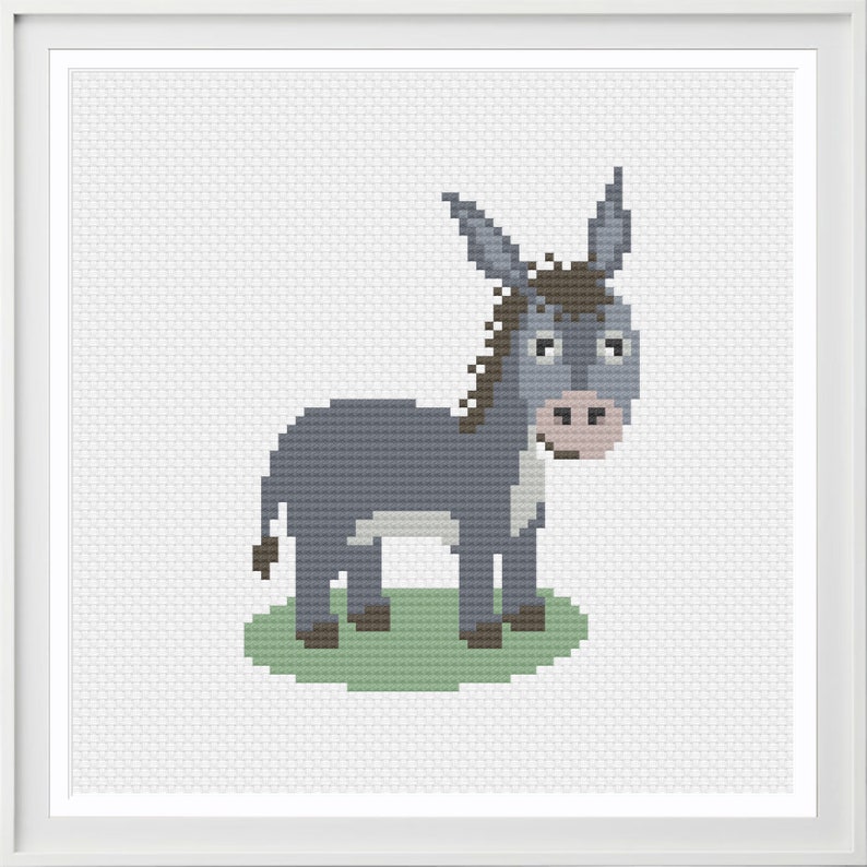 Donkey Cross Stitch Pattern, Farm Animal, Mini Modern Pattern (PDF) - Etsy