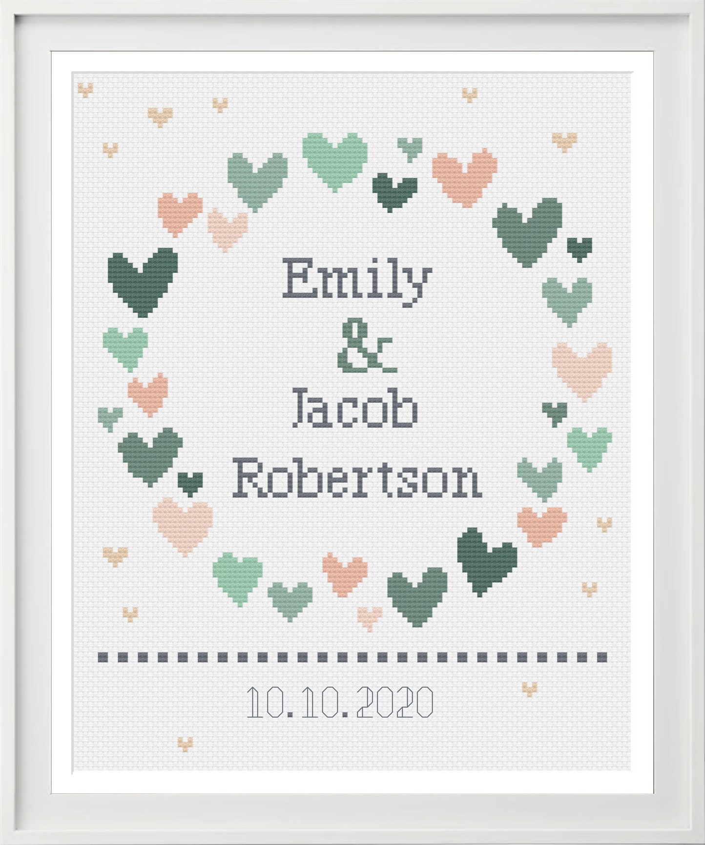 Cross Stitch Pattern Wedding Wreath of Hearts Hearts DIY | Etsy