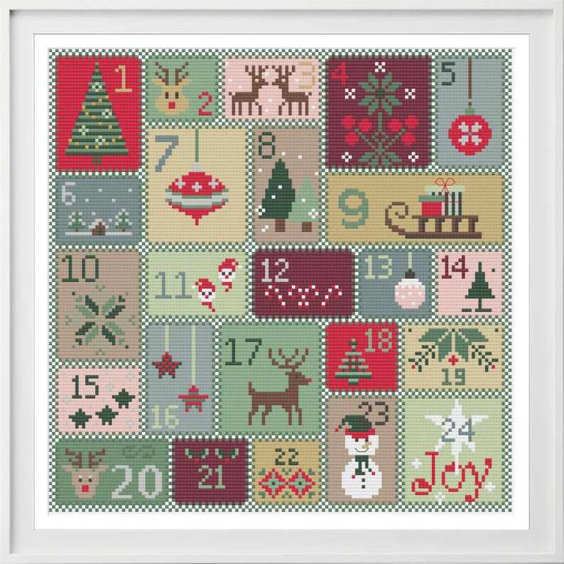 Christmas Cross Stitch Pattern Advent Calendar 24 Days Count - Etsy Christmas Cross Stitch Pattern Advent Calendar 24 Days Count - Etsy