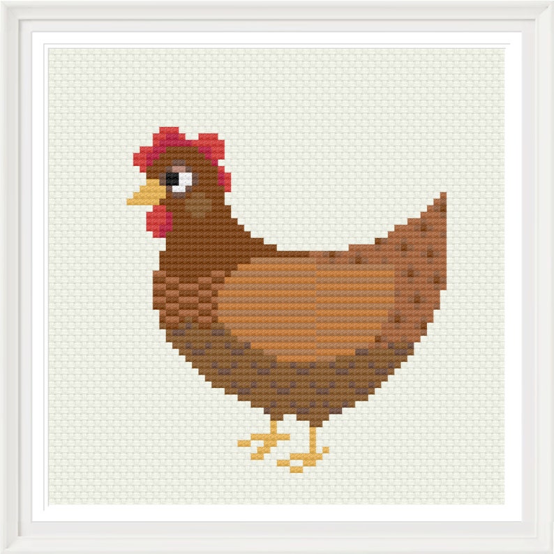 Cross Stitch Pattern Chicken, Modern Cross Stitch, Nature, Farm, PDF ...