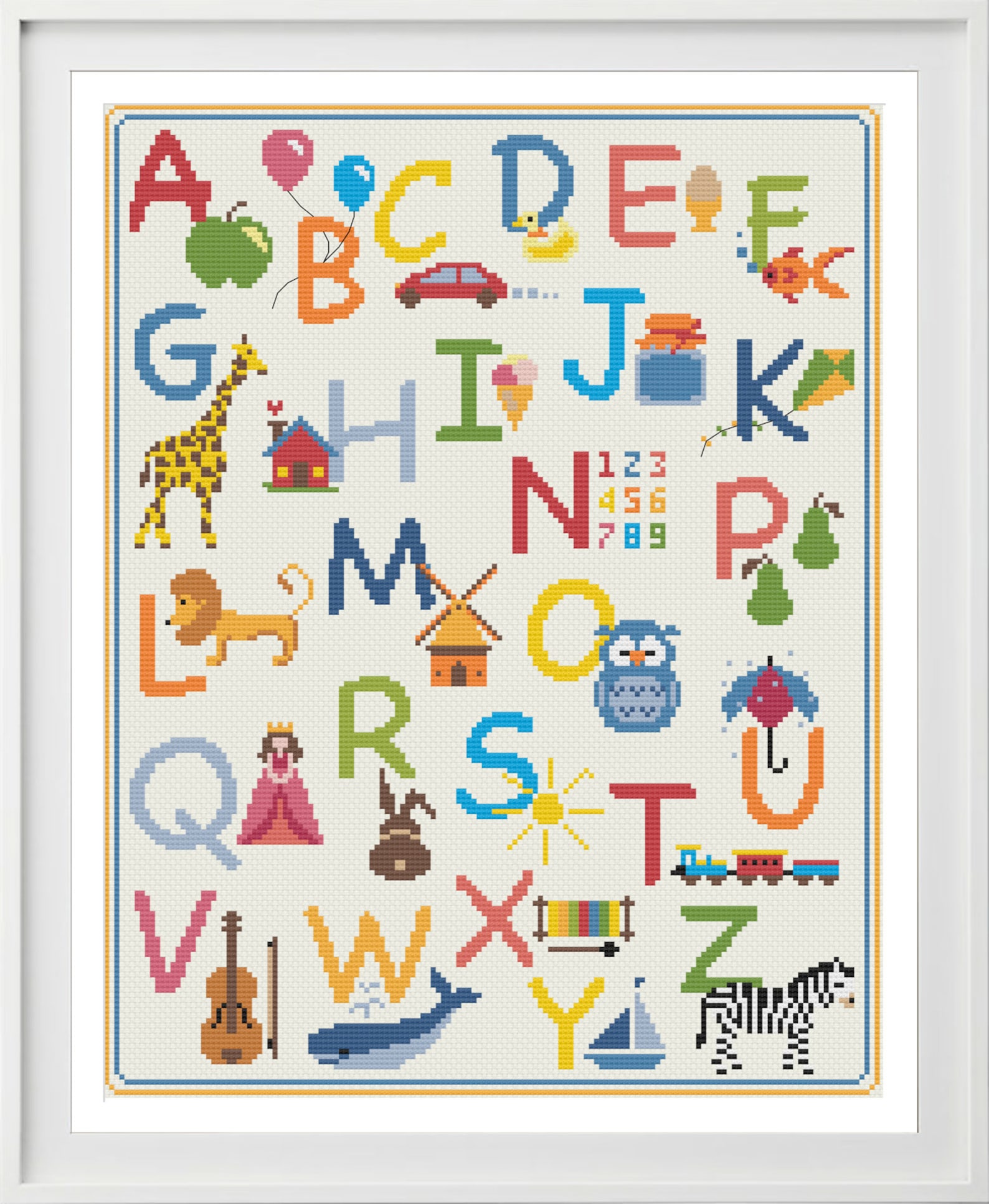 Cross Stitch Sampler, ABC, Alphabet, Kids ABC, Nursery Decoration ...