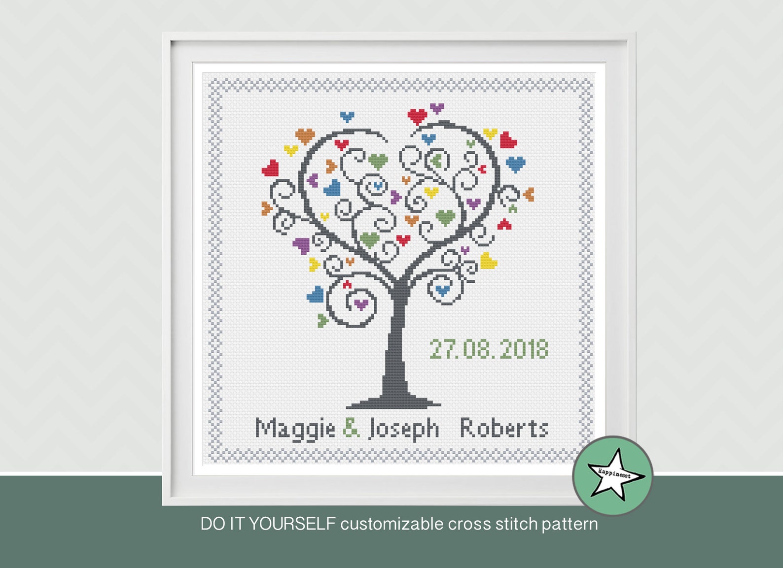 Wedding Cross Stitch Pattern Love Tree Rainbowcolors Diy - Etsy