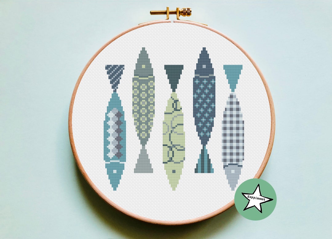 Cross Stitch Pattern Fish, Geometric Fish, Modern Cross Stitch, Nature ...