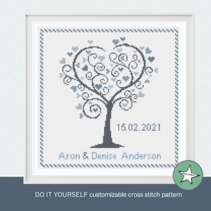 Wedding Cross Stitch Pattern, Love Tree, Diy Customizable, Winter ...